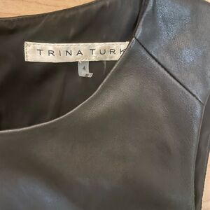 Trina Turk | Tops | Trina Turk Black Leather Peplum Sleeveless Top Size ...